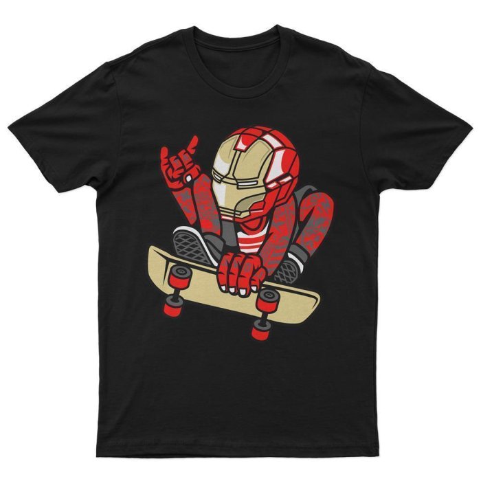 T-Shirt Iron Man Skateboard - Shirt Royal | Stickerei & Textildruck,